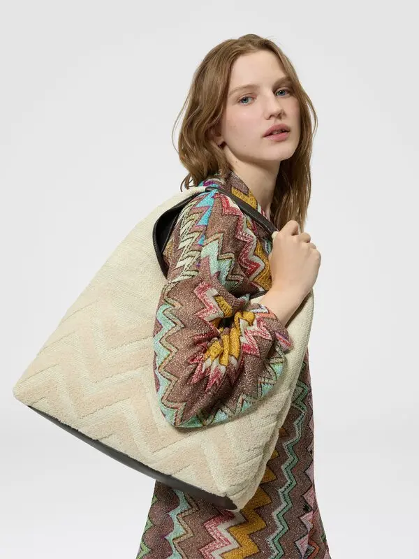 Missoni Leather And Canvas Hobo Bag