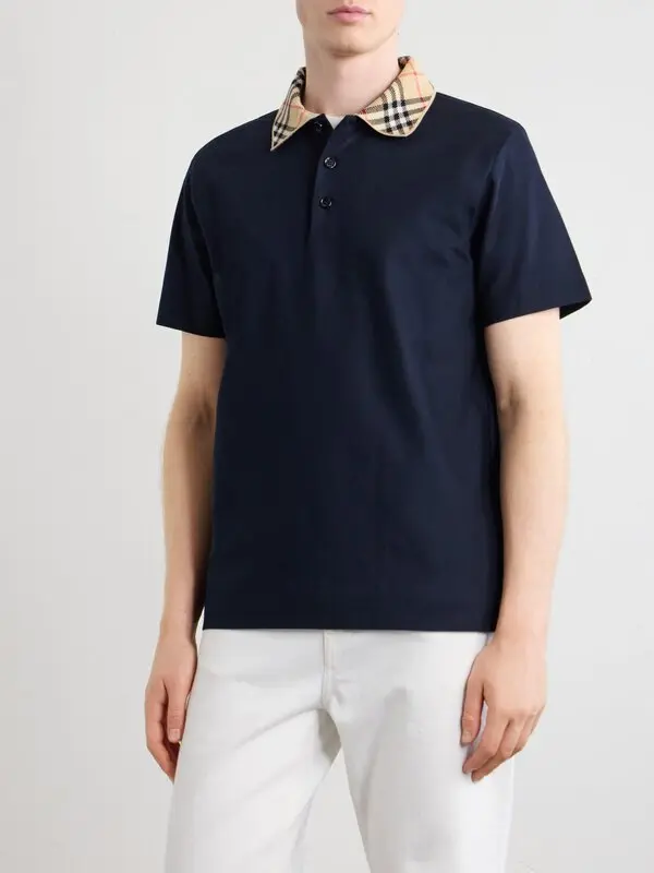 Burberry Checked Cotton-piqué Polo Shirt