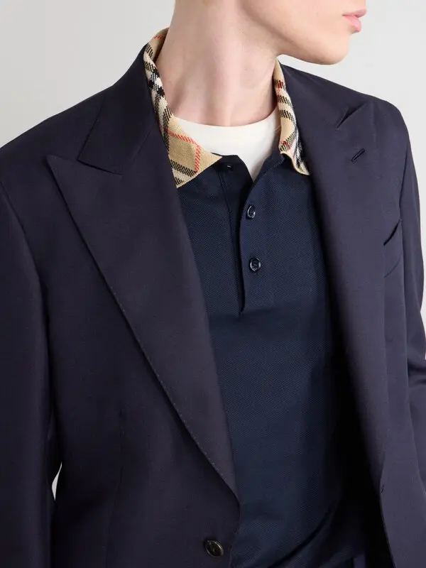 Burberry Checked Cotton-piqué Polo Shirt