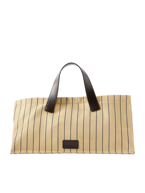 Staud Port Logo-embossed Striped Canvas Tote - Neutrals