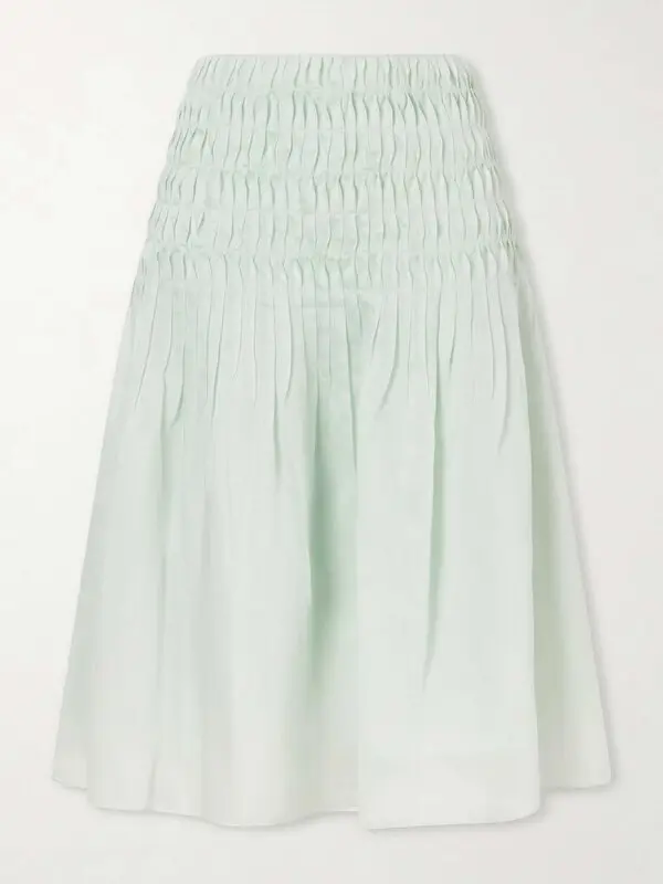 Khaite Florence Ruched Lyocell And Silk-blend Skirt - Lime Green