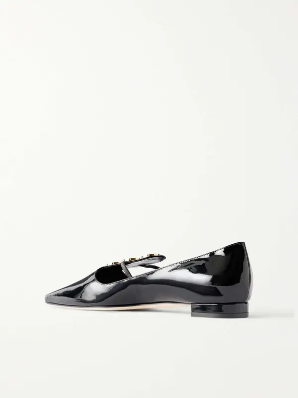 Manolo Blahnik Khafre Embellished Patent-leather Flats
