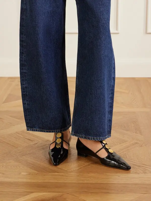 Manolo Blahnik Khafre Embellished Patent Leather Flats
