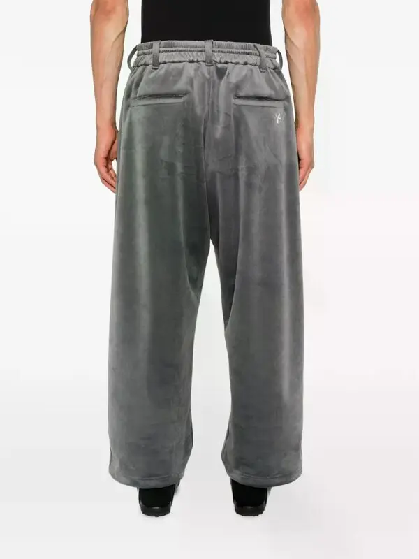 Y3 Logo-print Velvet Wide-leg Trousers