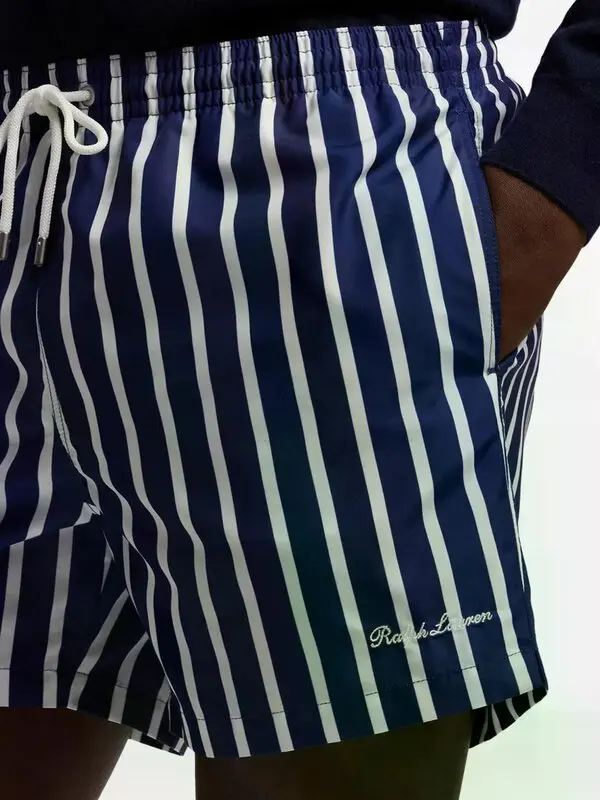 Ralph Lauren Purple Label Amalfi Striped Swim Trunks - Blue
