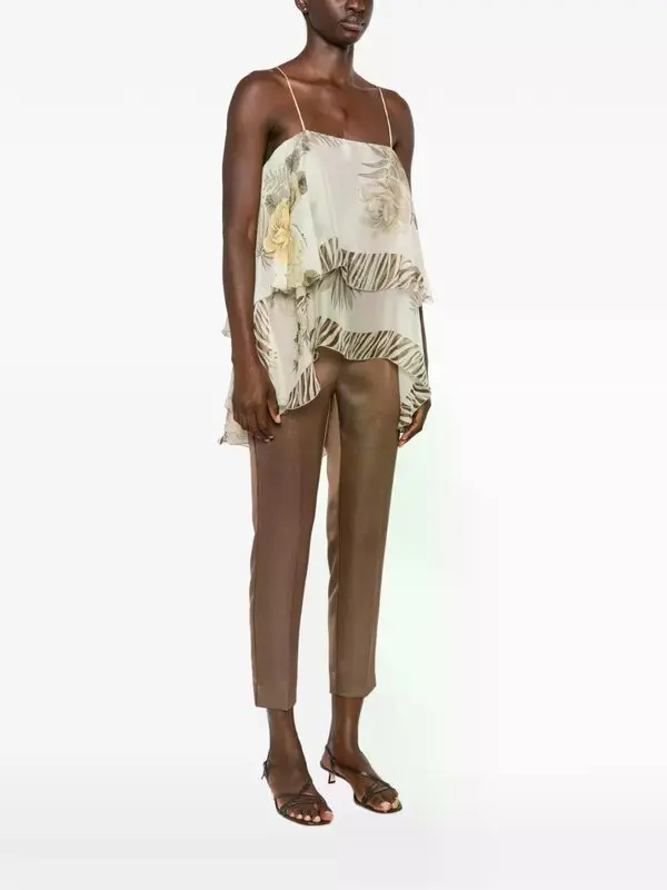 ANNA MOLINARI Floral Print Tiered Silk Blouse