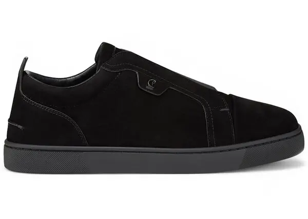 CHRISTIAN LOUBOUTIN St Louis Velvet Calf Leather Slip-on Sneakers - Black
