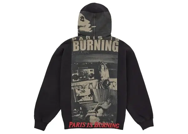 Supreme Paris Is Burning Zip Up Hooded Sweatshirt