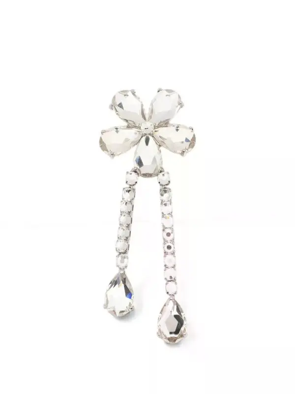 SELF-PORTRAIT Crystal-flower Droplet Earrings - Silver