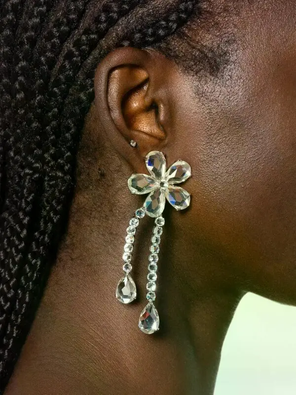 SELF-PORTRAIT Crystal Flower Droplet Earrings