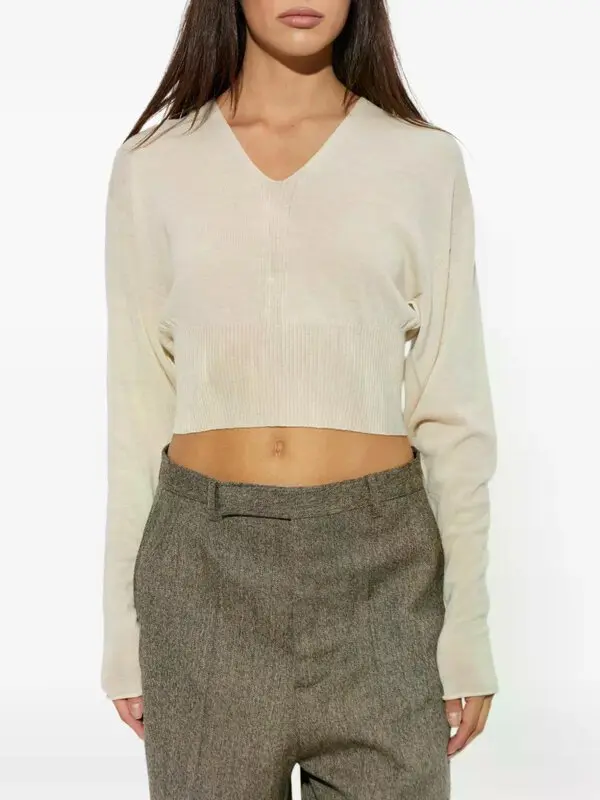 Rick Owens Cropped V-neck Sweater - Neutrals