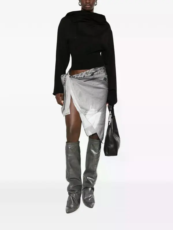 Rick Owens Draped Neck Ribbed Knit Top