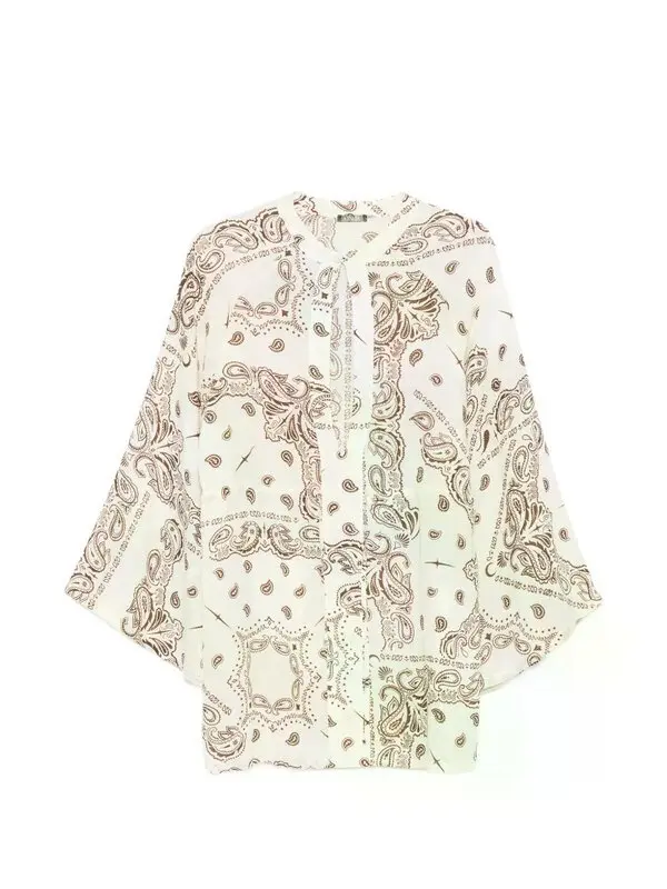 VENUJA Paisley-print Cut-out Mini Dress - Neutrals