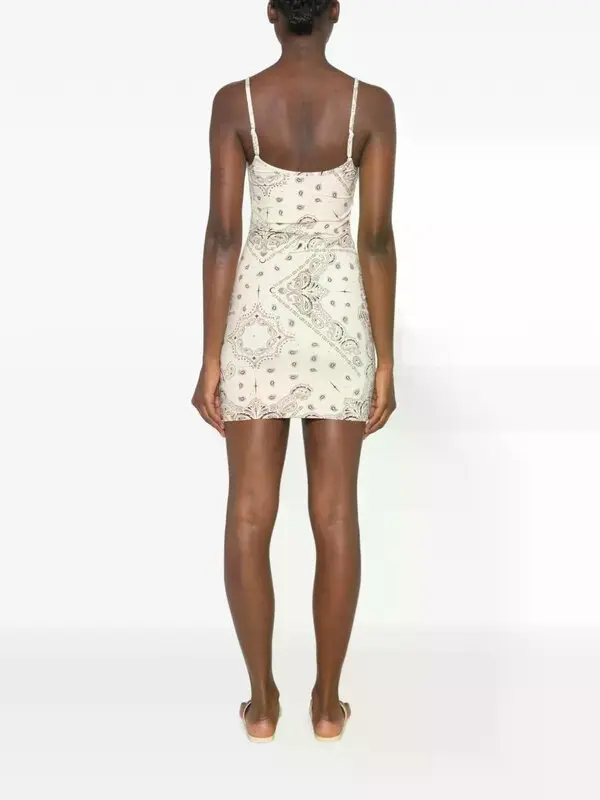 VENUJA Paisley-print Rhinestone-embellished Mini Dress