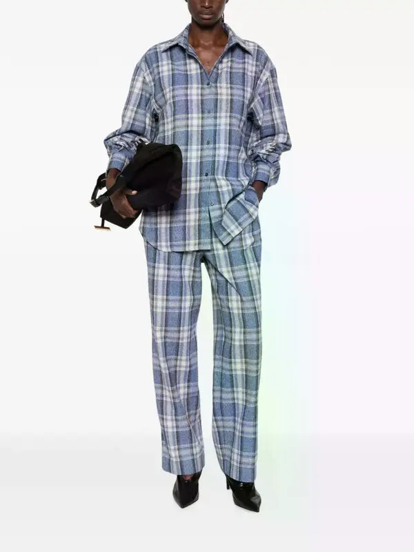 A.M.G. Check-pattern Wide-leg Trousers