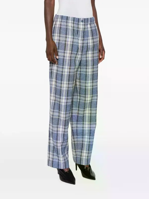 A.M.G. Check-pattern Wide-leg Trousers