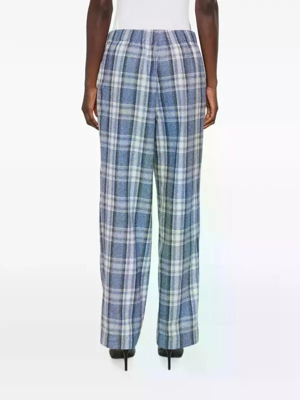 A.M.G. Check-pattern Wide-leg Trousers