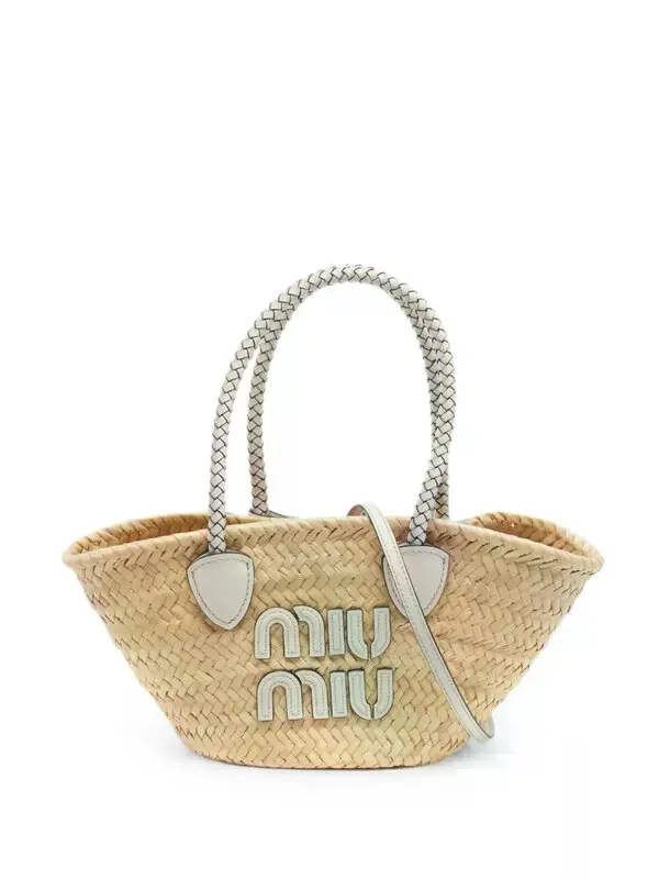 Miu Miu Logo Basket Tote Bag - Neutrals