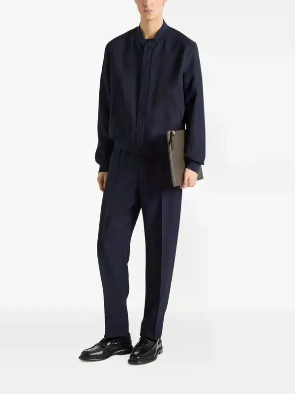 Givenchy Pinstripe Logo Buckle Trousers - Blue