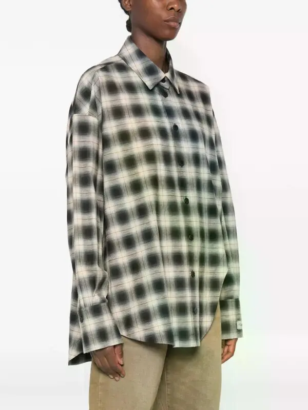 Attico Check-pattern Curved-hem Shirt