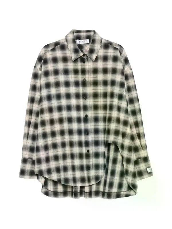 Attico Check Pattern Curved Hem Shirt - Black