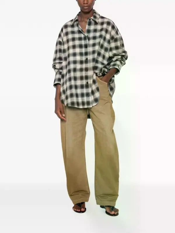 Attico Check Pattern Curved Hem Shirt