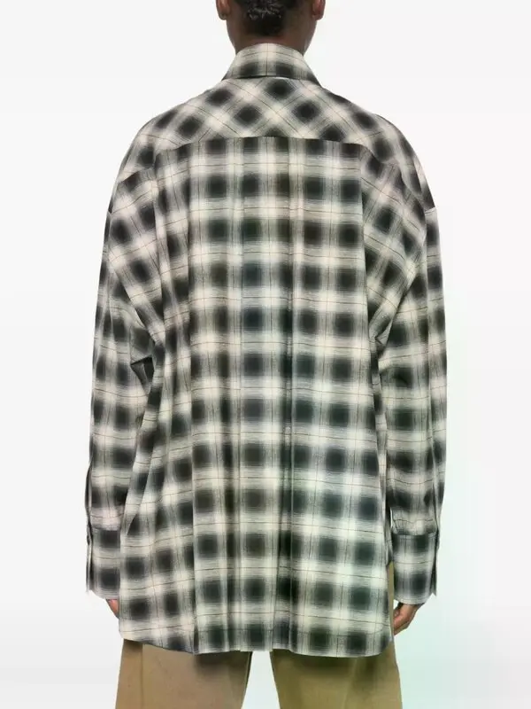 Attico Check Pattern Curved Hem Shirt
