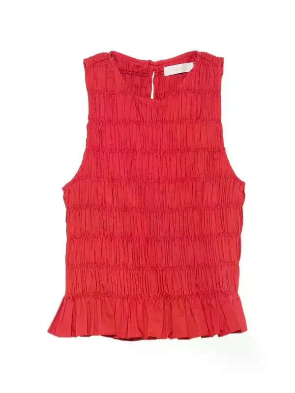 Faithfull The Brand Cales Smocked Peplum Top - Red