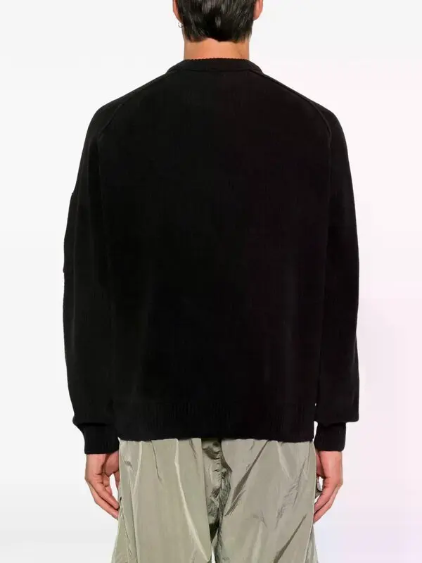 C.P. COMPANY Ribbed Knit Crew Neck With Lens Detail
