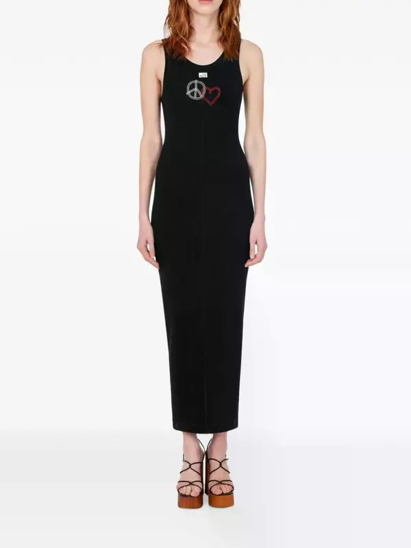 Moschino Embroidered Stretch Cotton Dress - Black