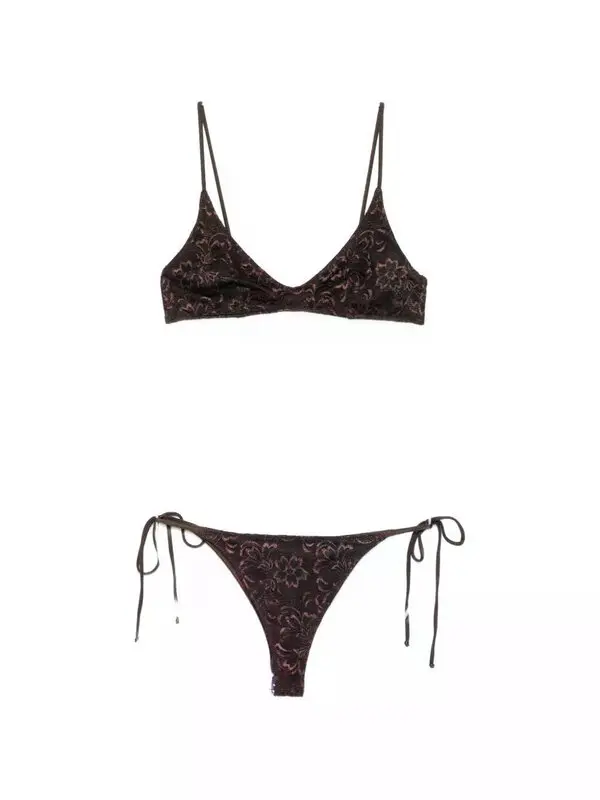 MC2 SAINT BARTH Paloma Lace-overlay Bikini - Brown