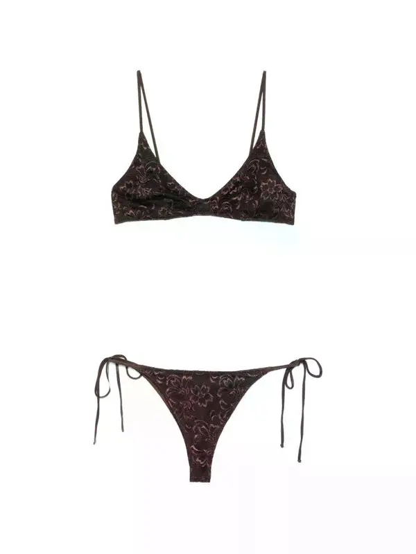 MC2 SAINT BARTH Paloma Lace Overlay Bikini - Brown