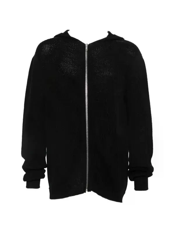 Rick Owens Ribbed-knit Zip-up Hoodie - Black