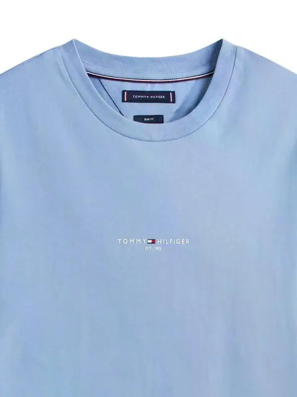 Tommy Hilfiger Logo-embroidered Tipped T-shirt - Blue
