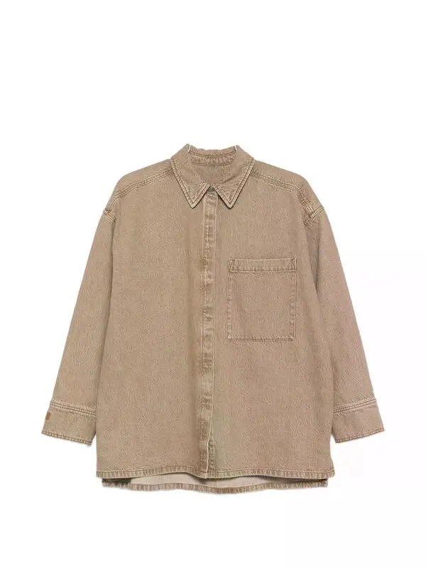 BY MALENE BIRGER Logo-embroidered Denim Shirt - Neutrals