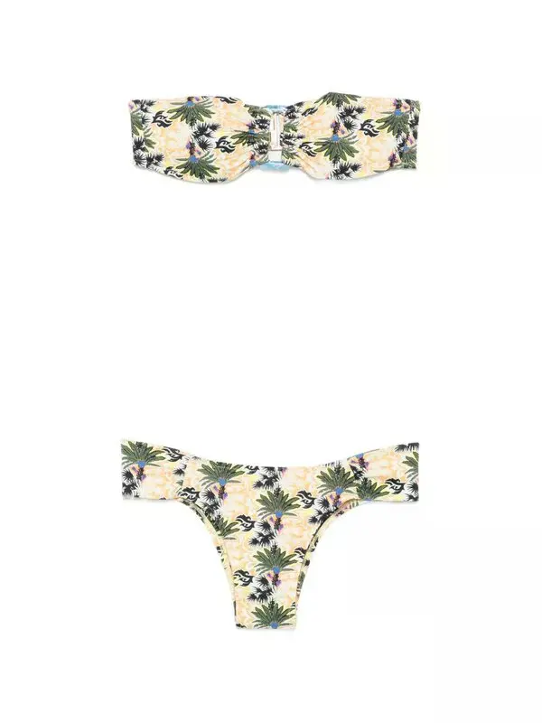 Anjuna Tropical Print Bandeau Bikini - Green