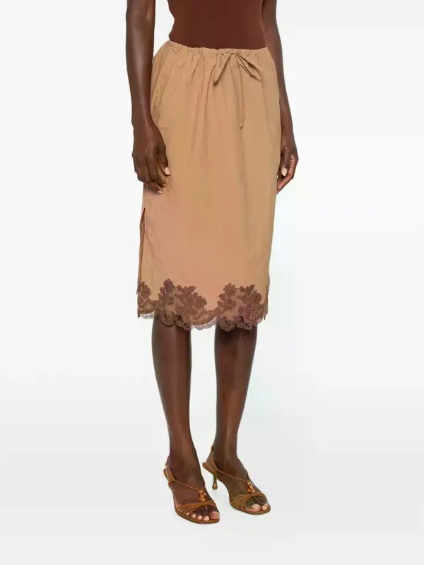 A.M.G. Lace-trim Drawstring Skirt