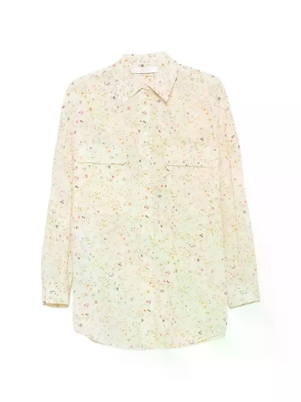 TELA Cialda Floral-print Chest-pocket Shirt - Neutrals