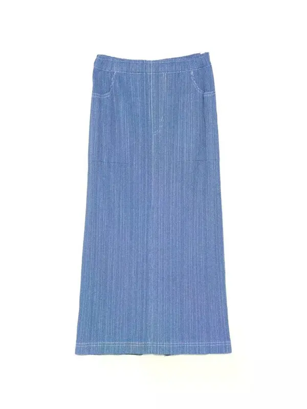 Issey Miyake Pleated Denim Midi Skirt