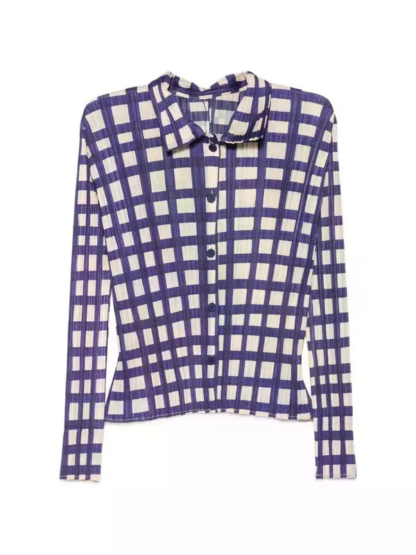 Issey Miyake Basket Plissé-effect Checked Shirt - Blue