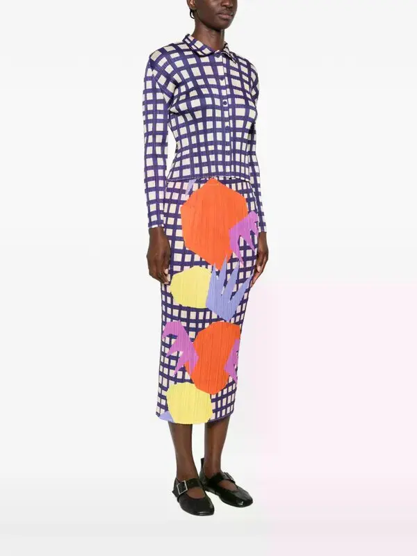 Issey Miyake Basket Plissé-effect Checked Shirt