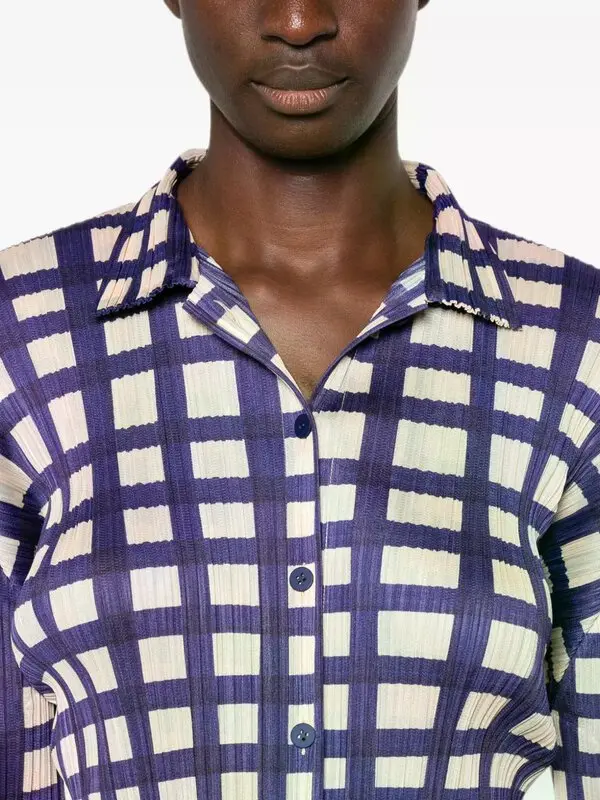 Issey Miyake Plissé-effect Checked Shirt