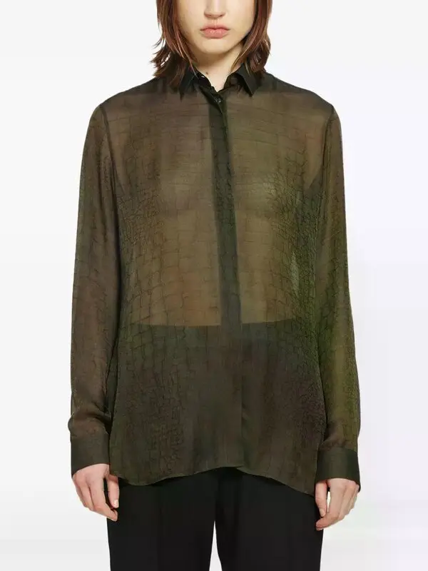 TOM FORD Croc-print Shirt - Green