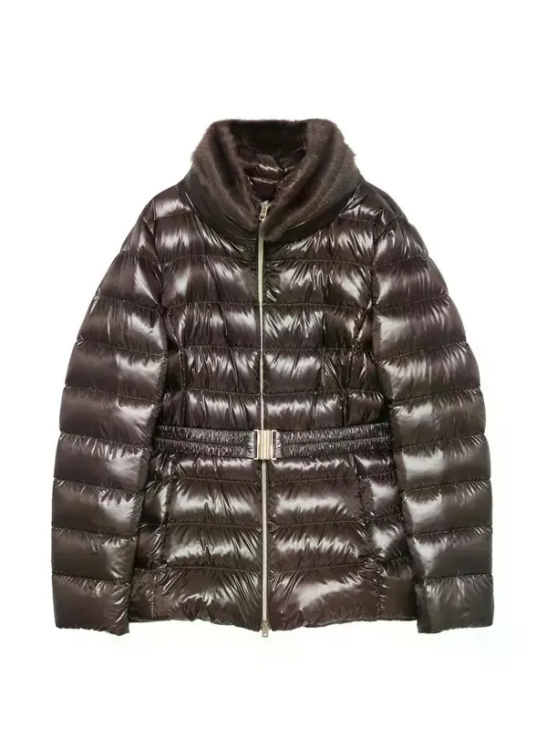 Herno Belted Faux-fur Collar Padded Jacket - Brown