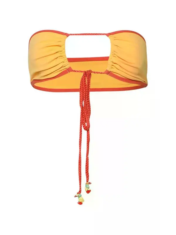 Christopher Esber Ruched Bandeau Bikini Top - Yellow