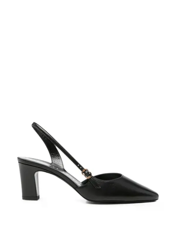 HERBERT LEVINE Ask Around Buckle-detail Slingback Leather Heeled Pumps