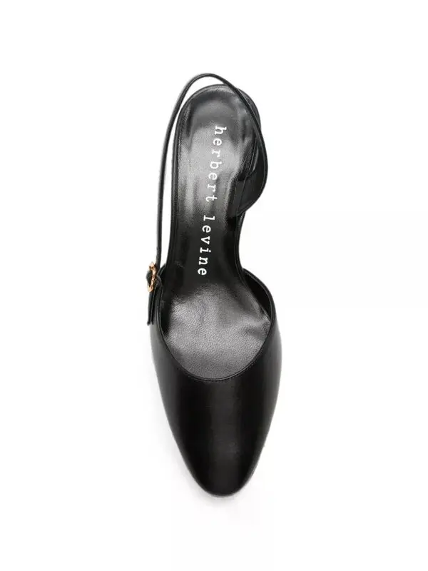 HERBERT LEVINE Ask Around Buckle-detail Slingback Leather Heeled Pumps