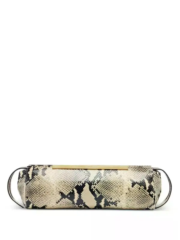 Khaite Snake-effect Leather Clutch Bag - Neutrals
