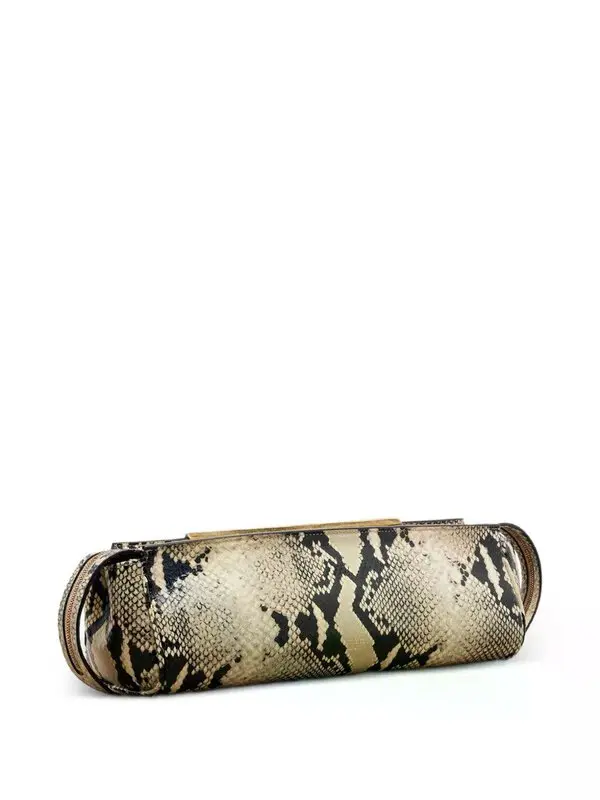Khaite Snake-effect Leather Clutch Bag - Neutrals