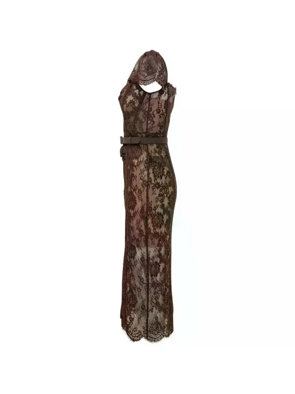 SELF-PORTRAIT Belted Floral-lace Midi Dress